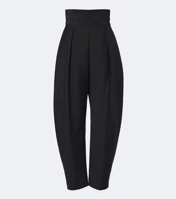 RÓHE Pleated Wool And Mohair Barrel-leg Pants - Black