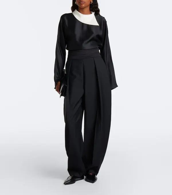 RÓHE Pleated Wool And Mohair Barrel-leg Pants