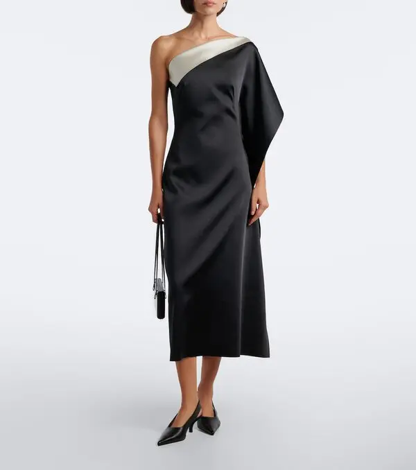 RÓHE Draped One-shoulder Satin Cocktail Dress