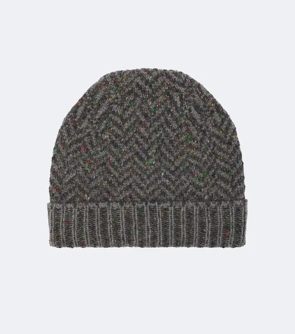 Gabriela Hearst Porta Herringbone Cashmere Beanie - Grey