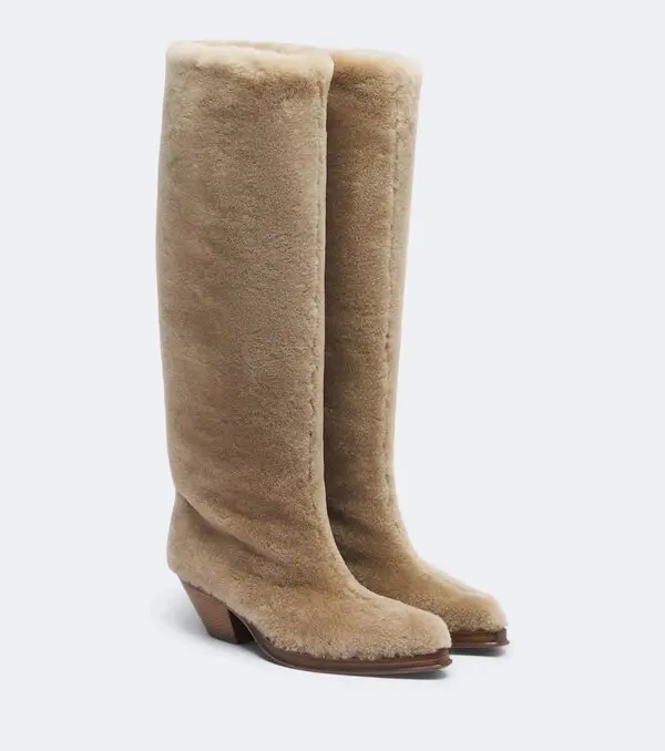 Gabriela Hearst Waite Shearling Knee-high Boots - Beige