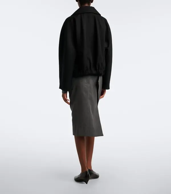 Victoria Beckham Draped Asymmetric Virgin Wool Midi Skirt