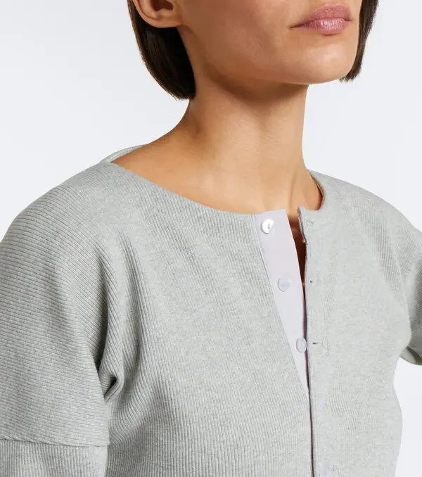 Victoria Beckham Hazel Ribbed-knit Cotton Top - Grey