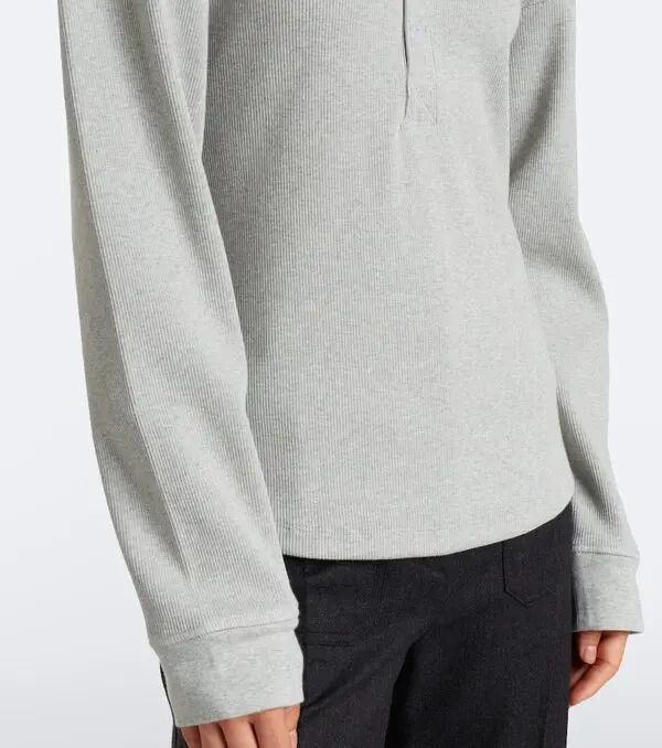 Victoria Beckham Hazel Ribbed-knit Cotton Top - Grey
