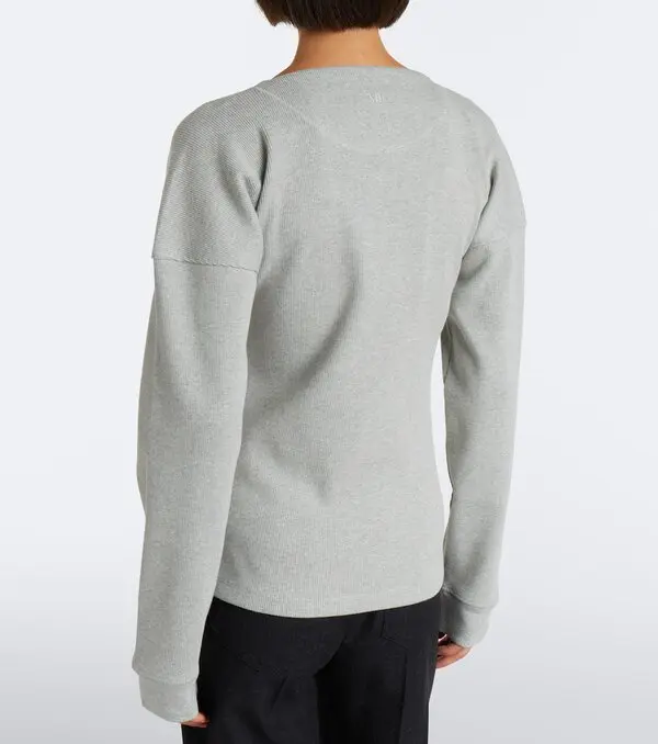 Victoria Beckham Hazel Ribbed-knit Cotton Top - Grey