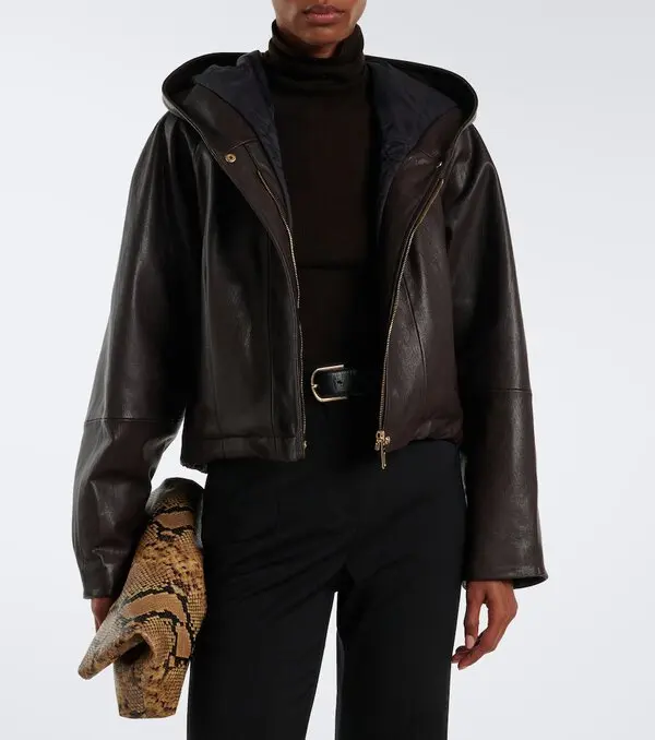 Sportmax Hooded Leather Jacket