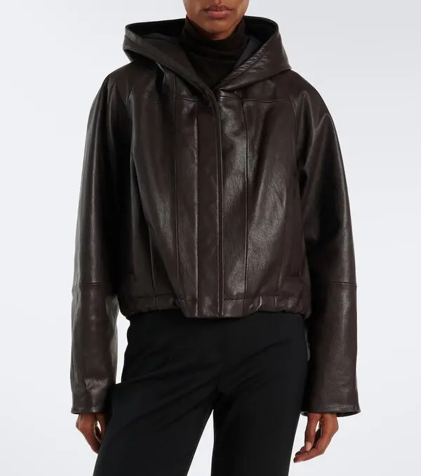 Sportmax Hooded Leather Jacket
