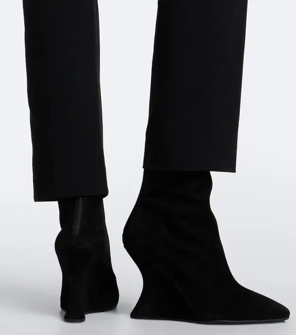 AQUAZZURA Amore Suede Wedge Ankle Boots