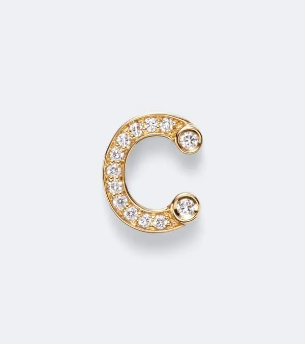 Sophie Bille Brahe Initial Petite C 18kt Single Earring With Diamonds - Gold