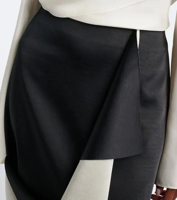 RÓHE Draped Asymmetric Satin Midi Skirt