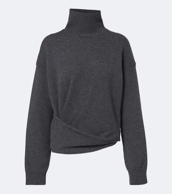 RÓHE Draped Wool And Cashmere Turtleneck Sweater - Grey