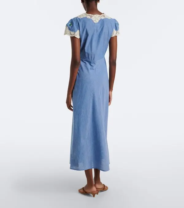 Rixo Amari Embroidered Cotton Midi Dress