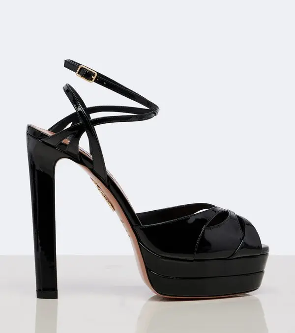 AQUAZZURA Moves Patent Leather Platform Sandals