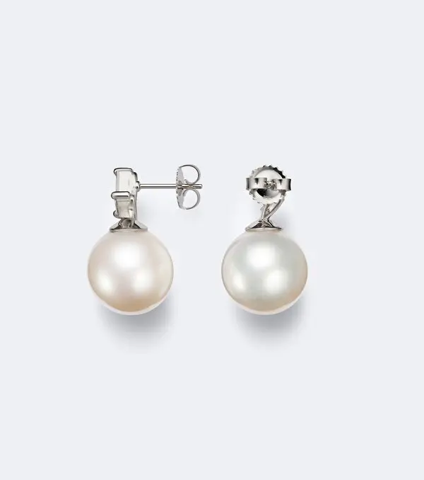 SUZANNE KALAN 18kt White Gold Drop Earrings With Pearls And Diamonds