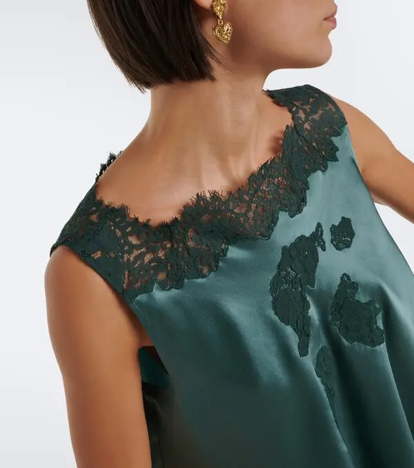 DÔEN Valerina Lace-trimmed Silk Satin Top