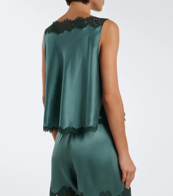DÔEN Valerina Lace-trimmed Silk Satin Top