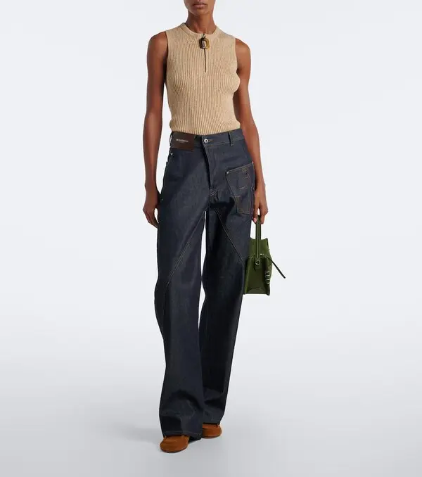 JW Anderson Leather-trimmed Suede Mules