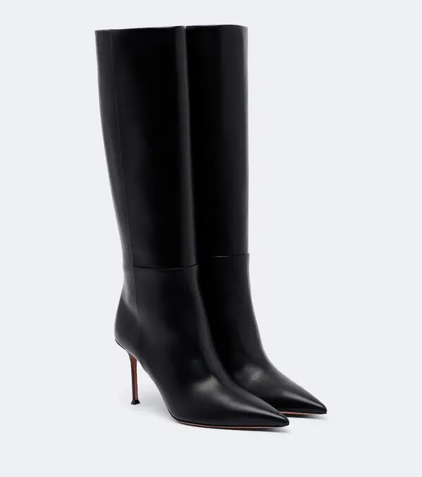 AQUAZZURA Harper Leather Knee-high Boots - Black