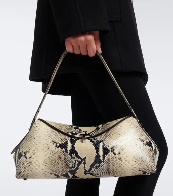 TOTEME T-lock Small Leather Shoulder Bag - Beige