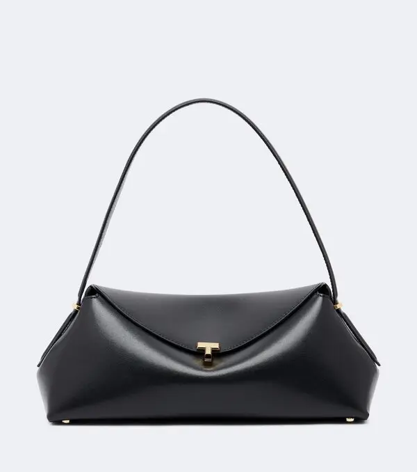 TOTEME T-lock Small Leather Shoulder Bag - Black