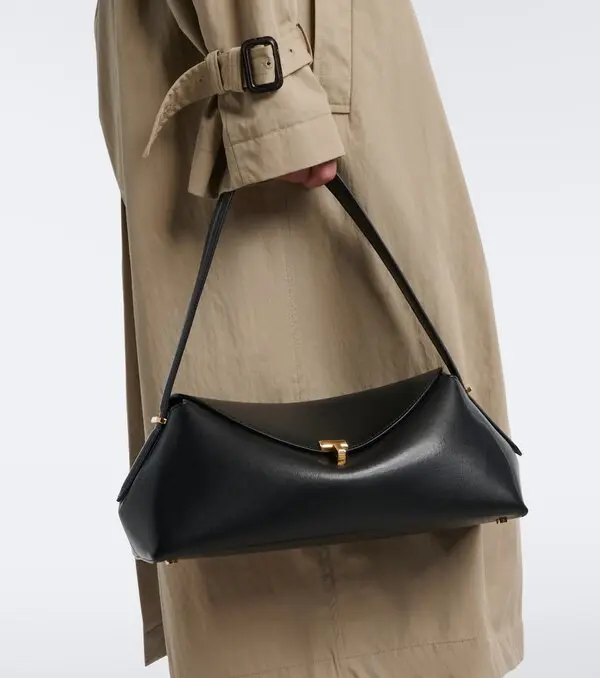 TOTEME T-lock Small Leather Shoulder Bag - Black