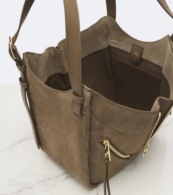 Loewe Hammock Flip Medium Suede Tote Bag