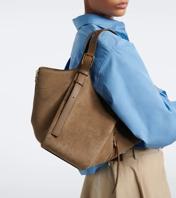 Loewe Hammock Flip Medium Suede Tote Bag