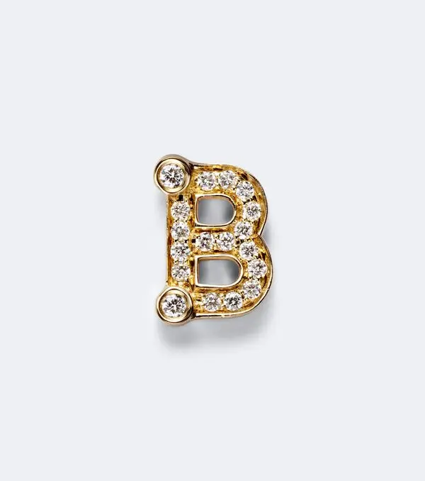 Sophie Bille Brahe Initial Petite B 18kt Single Earring With Diamonds - Gold