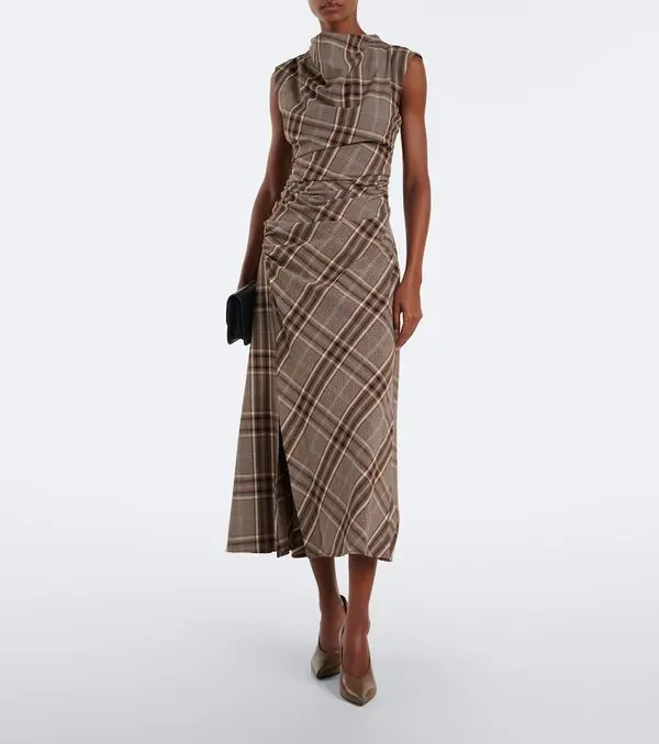 Simkhai Burke Draped Plaid Midi Dress