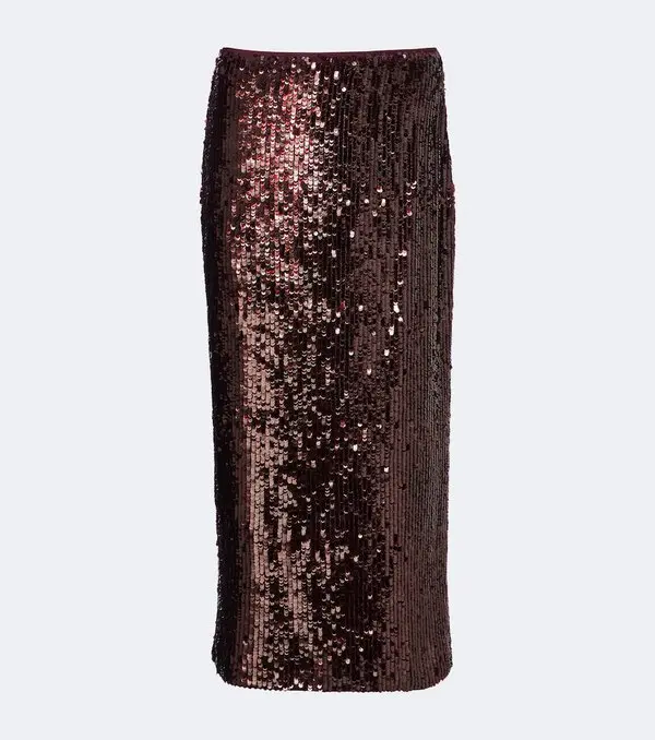 Simkhai Nikki Sequined Midi Skirt - Burgundy