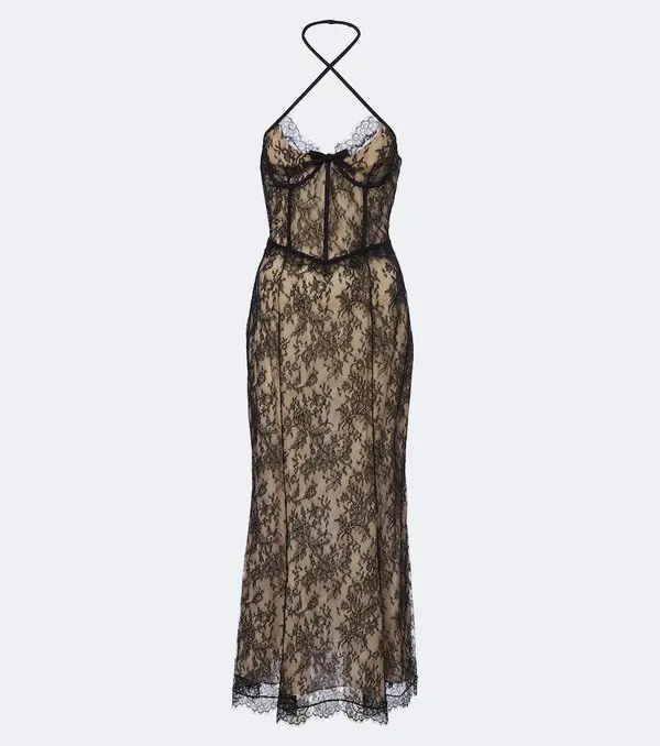 Alessandra Rich Lace Bustier Dress - Black