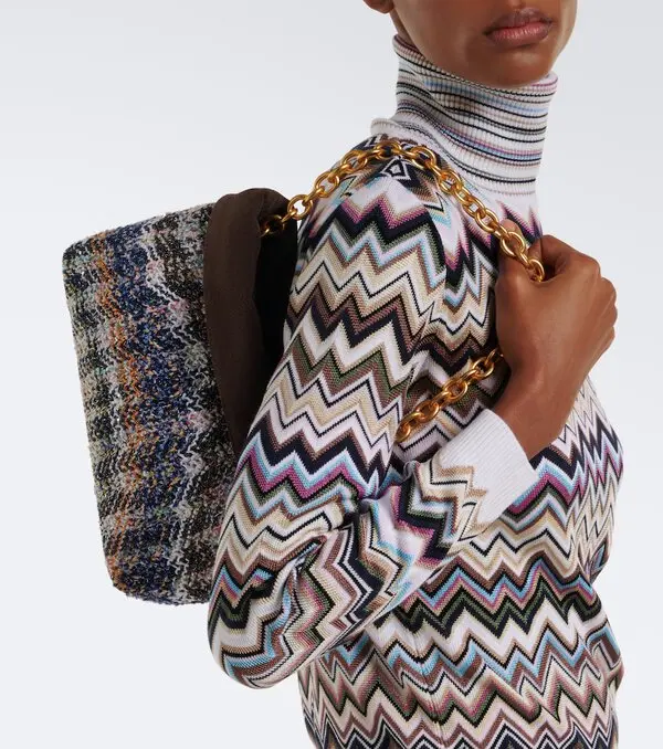 Missoni Suede-lined Knitted Shoulder Bag
