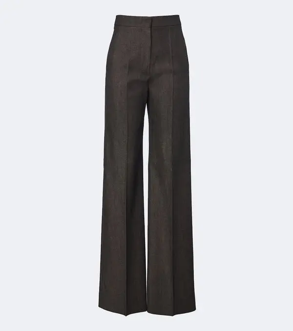 Max Mara Virgin Wool Wide Leg Pants - Black