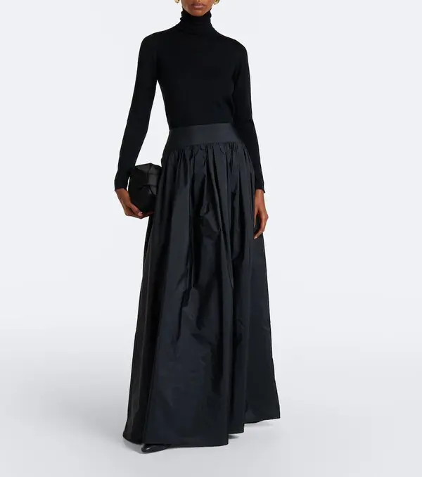 Max Mara Gathered Taffeta Maxi Skirt