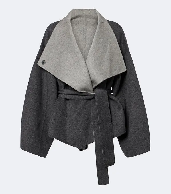 THE FRANKIE SHOP Onelle Reversible Wool-blend Wrap Coat - Grey