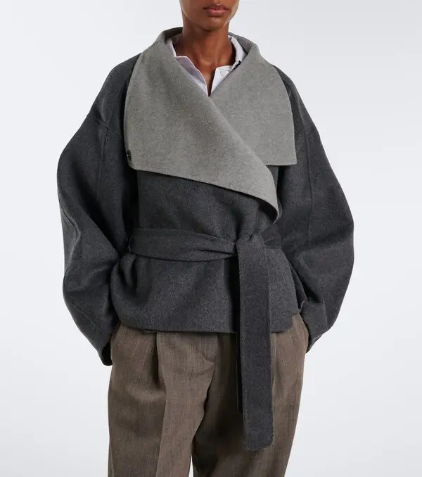 THE FRANKIE SHOP Onelle Reversible Wool-blend Wrap Coat