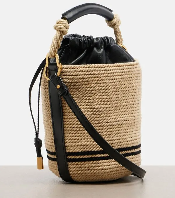 Chloé Soleil Mini Raffia-effect Bucket Bag