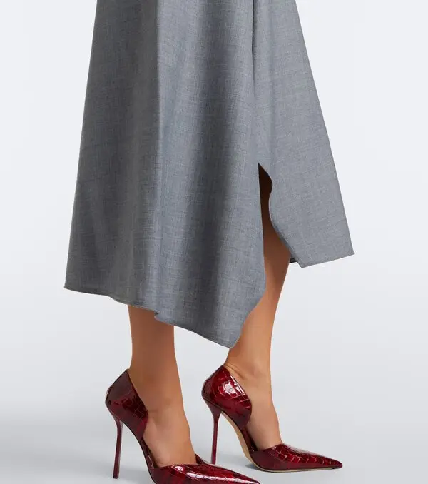 Victoria Beckham Draped Asymmetric Wool Midi Dress