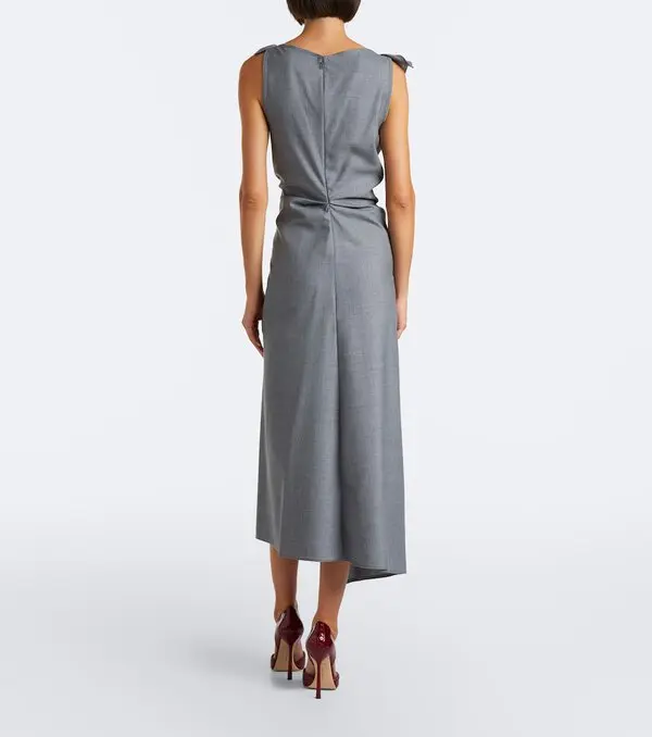Victoria Beckham Draped Asymmetric Wool Midi Dress