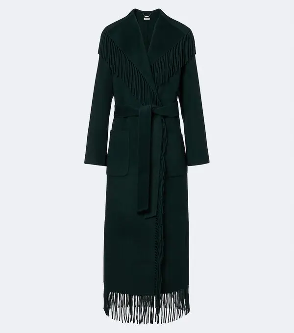 Simkhai Carrie Fringed Wrap Coat - Green