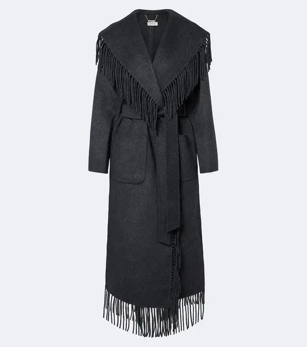 Simkhai Carrie Fringed Wrap Coat - Grey