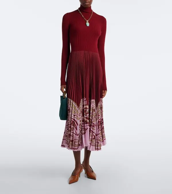 La DoubleJ Kells Pleated Turtleneck Maxi Dress