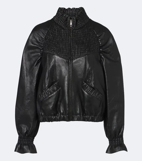 Chloé Shirred Leather Jacket - Black