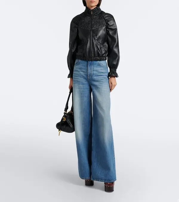 Chloé Shirred Leather Jacket