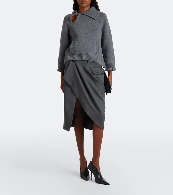 Victoria Beckham Asymmetric Virgin Wool Sweater