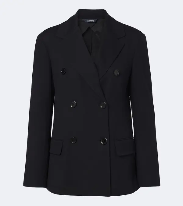 Max Mara Wool And Cotton-blend Jersey Blazer - Black