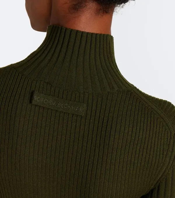 Victoria Beckham Ribbed-knit Wool-blend Sweater - Green