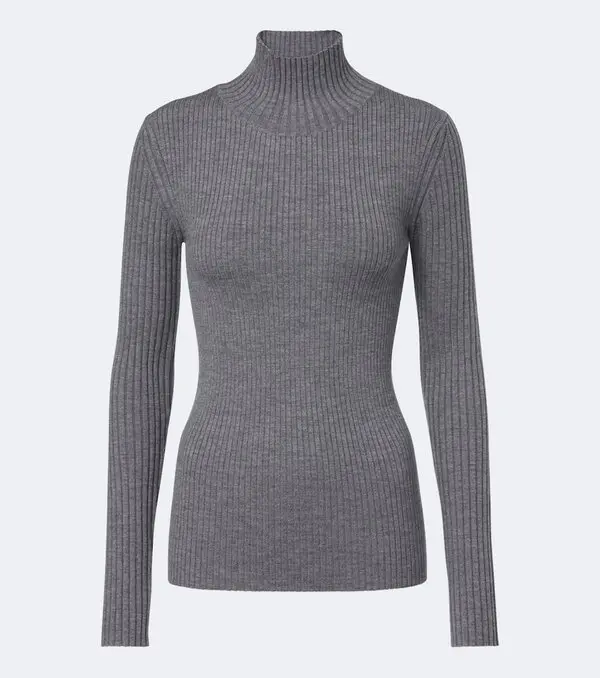 Victoria Beckham Ribbed-knit Wool-blend Sweater - Grey