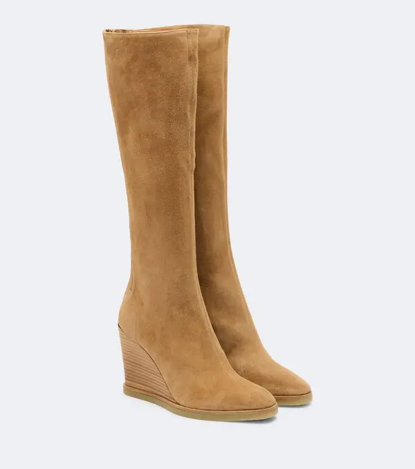 AQUAZZURA Saint Honoré Suede Knee-high Boots - Brown