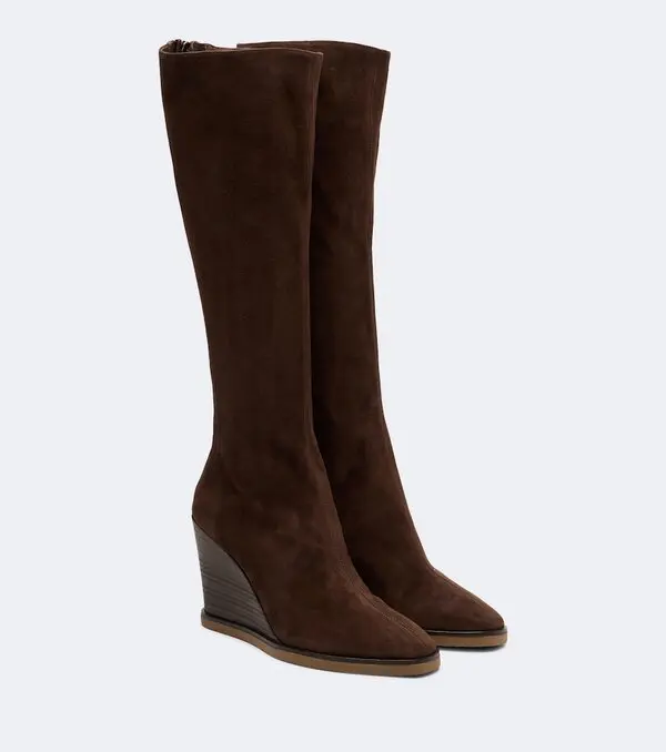 AQUAZZURA Saint Honoré Suede Knee-high Boots - Brown